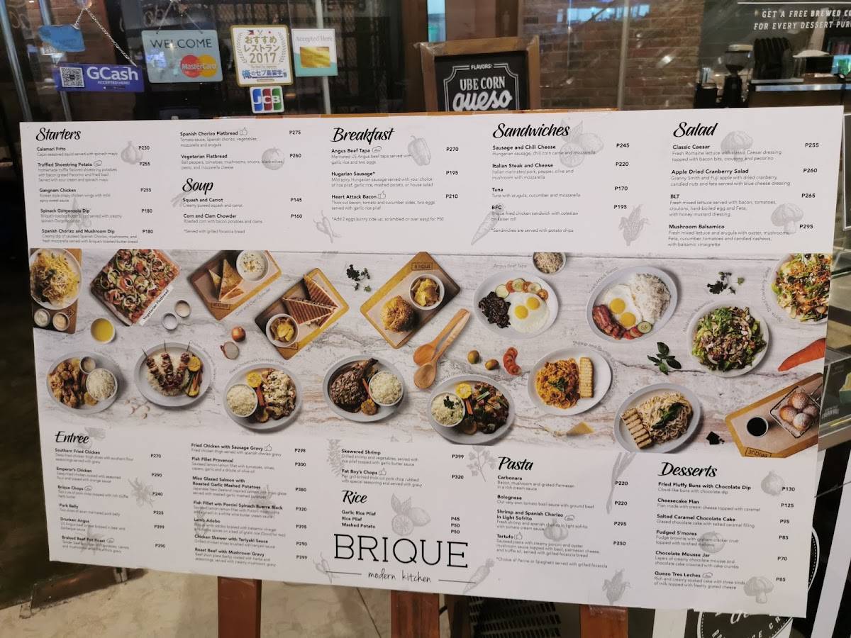 Menu at Brique Modern Kitchen cafe, Cebu City, ayala center cebu