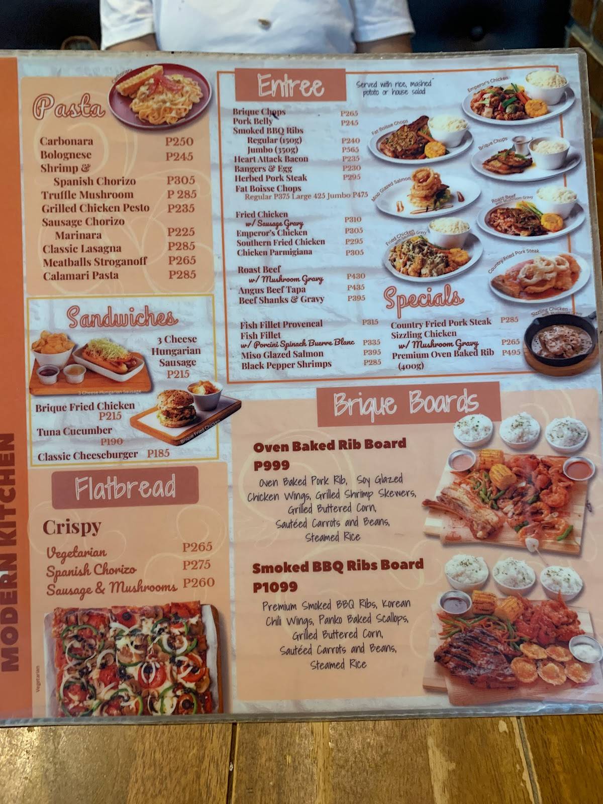 Menu at Brique Modern Kitchen cafe, Cebu City, ayala center cebu