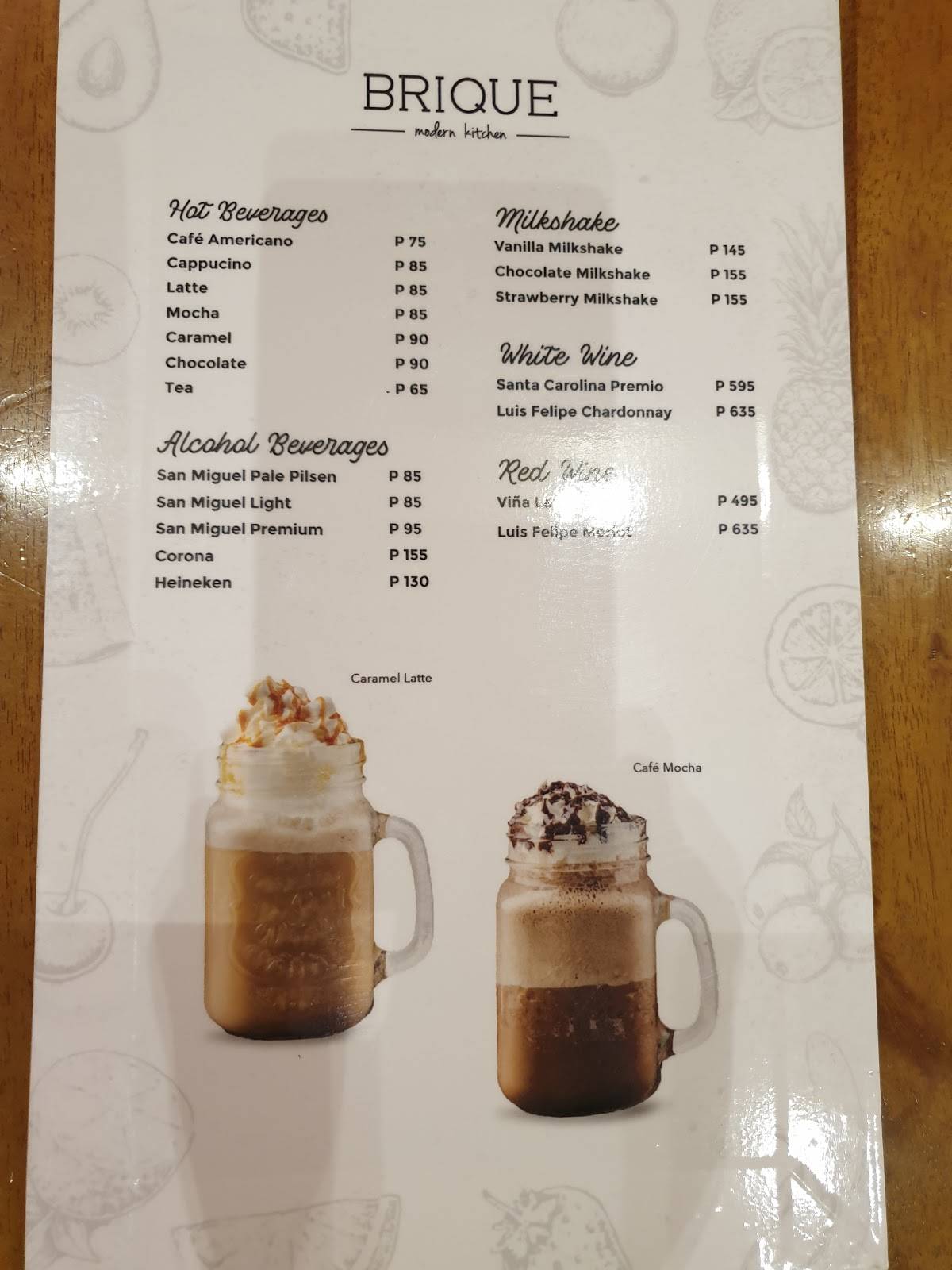 Menu at Brique Modern Kitchen cafe, Cebu City, ayala center cebu