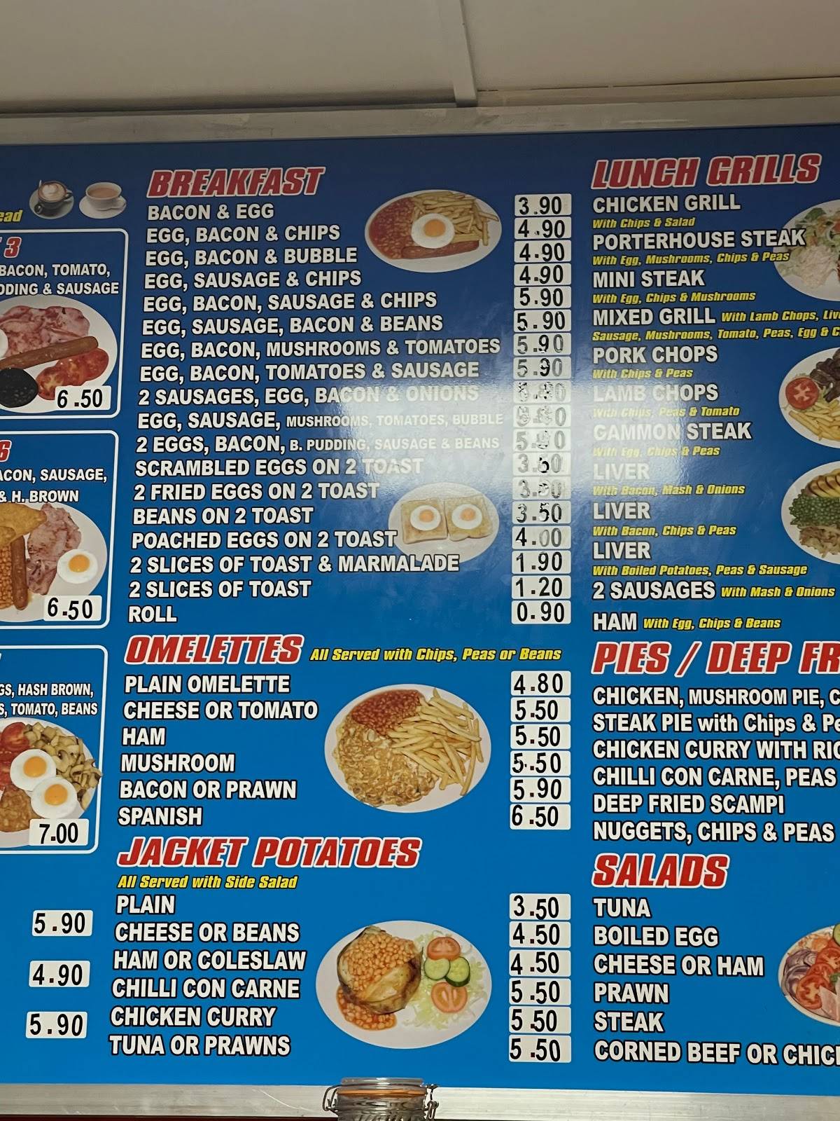 Menu at Britannia Cafe, London, 17 Lyon Rd