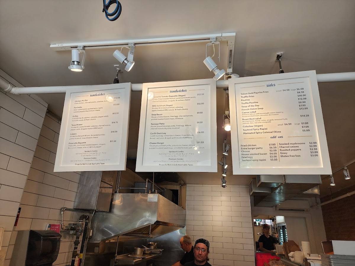 Menu at Brock Sandwich restaurant, Toronto
