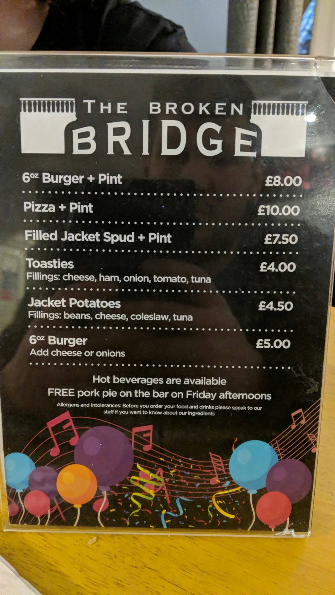 Menu at Broken Bridge pub & bar, Tadcaster
