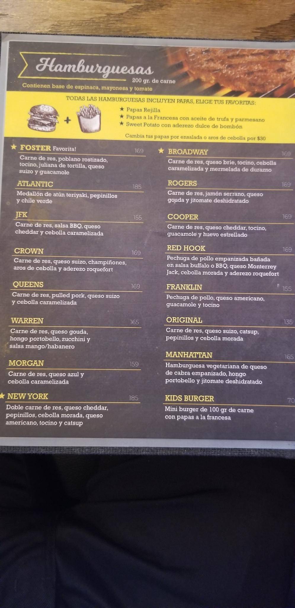 Menu at Brooklyn Burgers & fries restaurant, Chihuahua