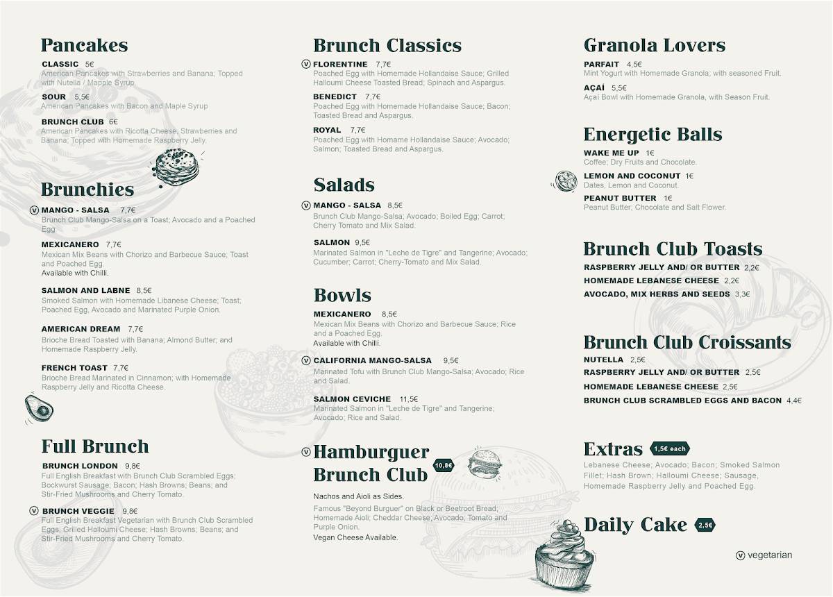 Menu at Brunch Club, Funchal