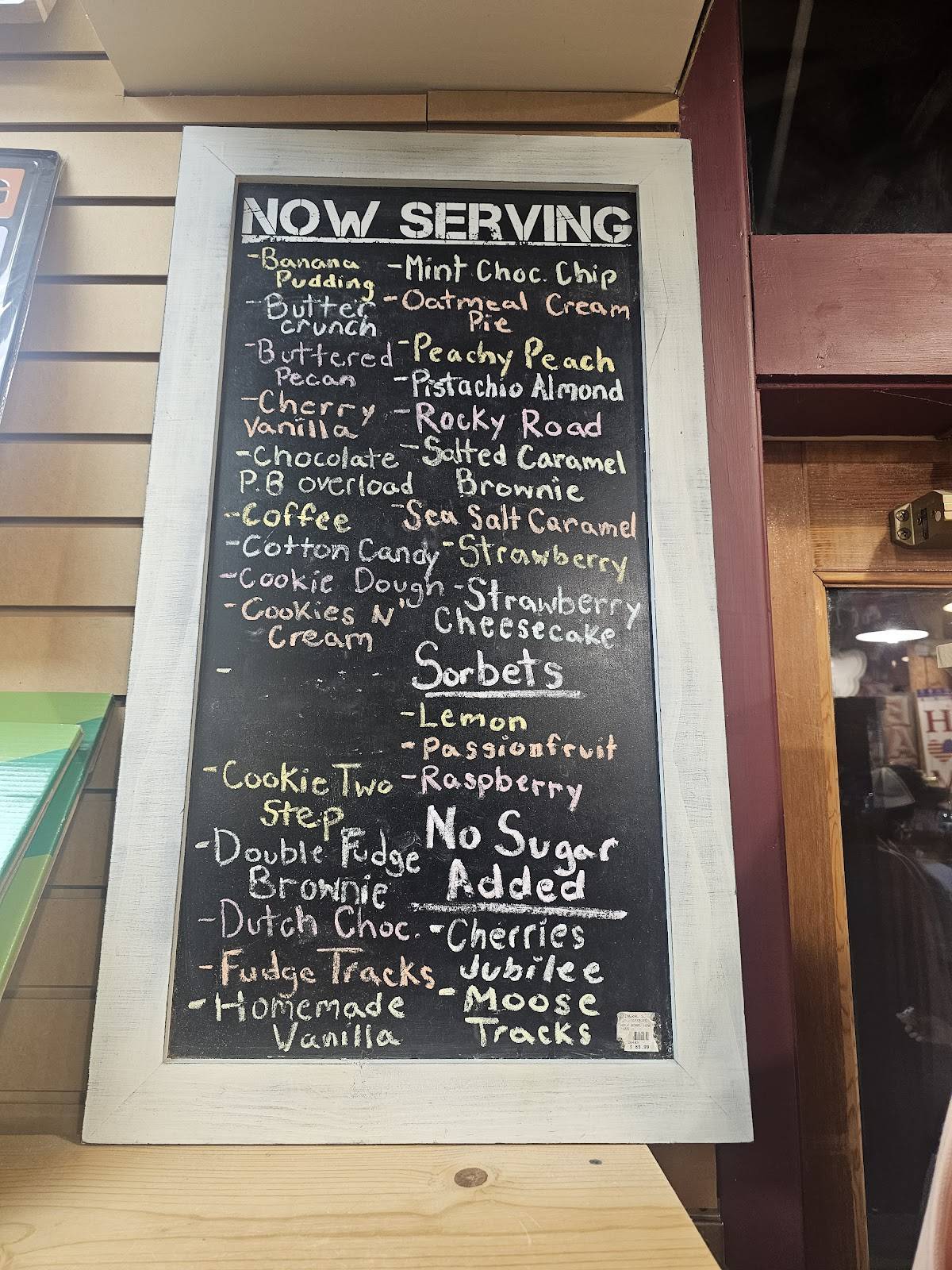Menu at Williamsburg General Store Ice Cream Shack, Williamsburg