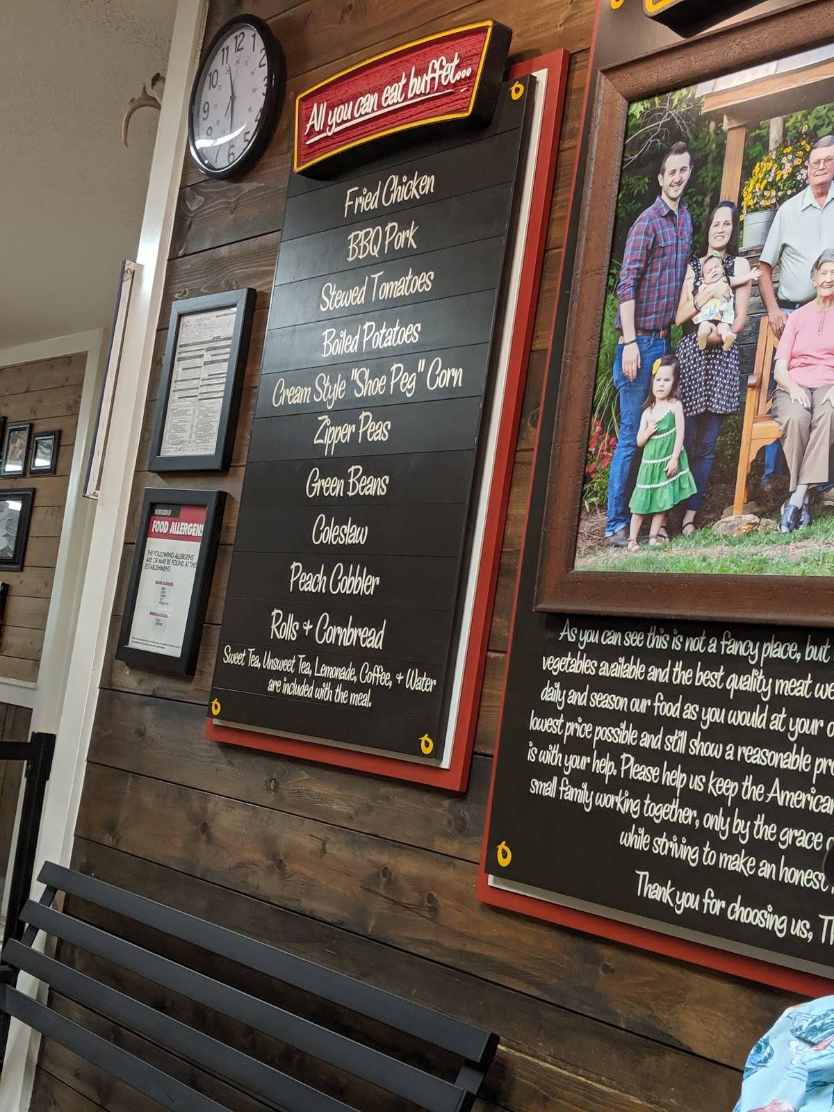 Menu at Buckner's Family Restaurant, USA
