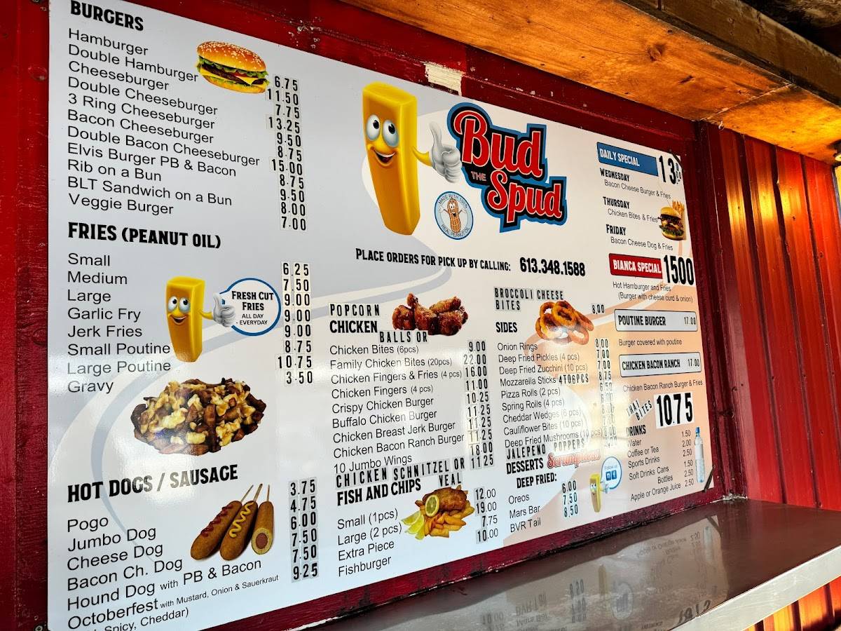 Menu at Bud the Spud Maitland restaurant, Brockville, County Rd 2