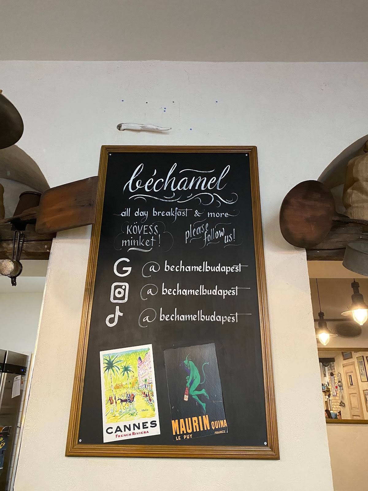 Menu at Béchamel restaurant, Budapest, Akácfa u. 36
