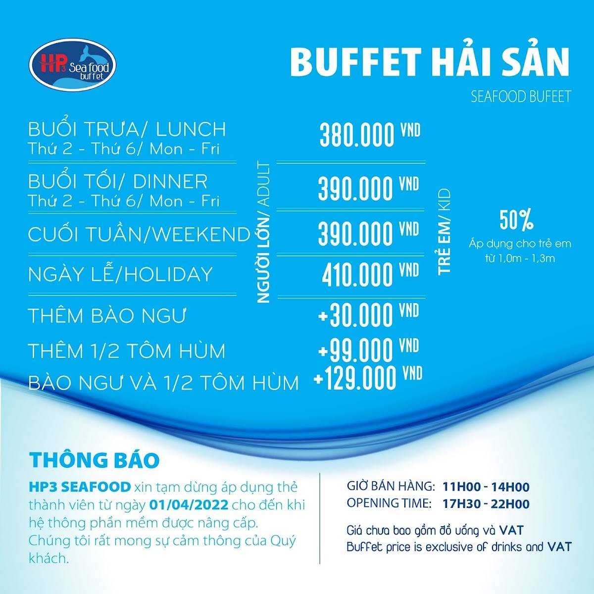 Menu at Buffet Hải Sản - Hp3 Seafood restaurant, Hai Phong