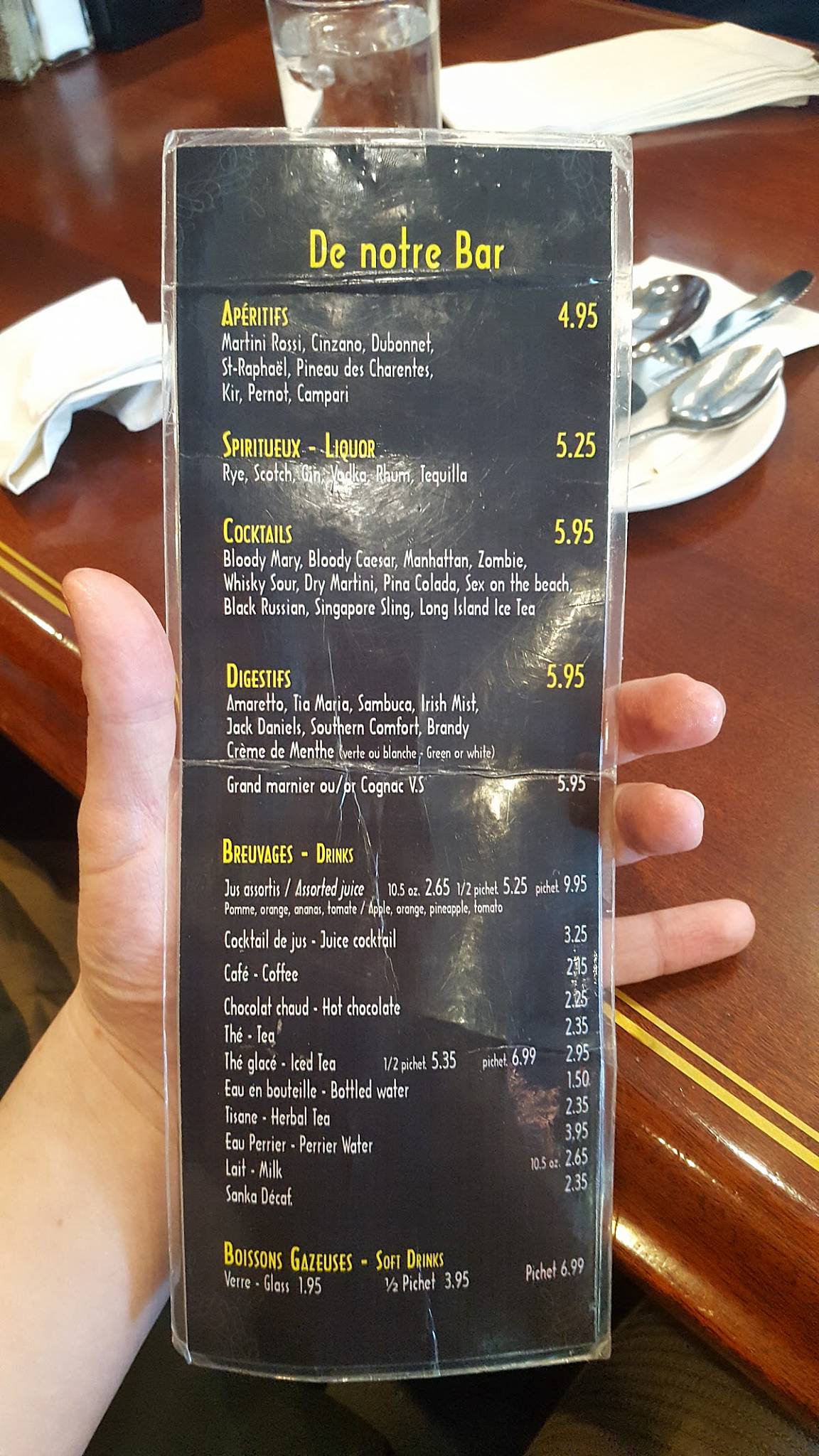 Menu at Buffet Vichy restaurant, Montréal, Newman Blvd