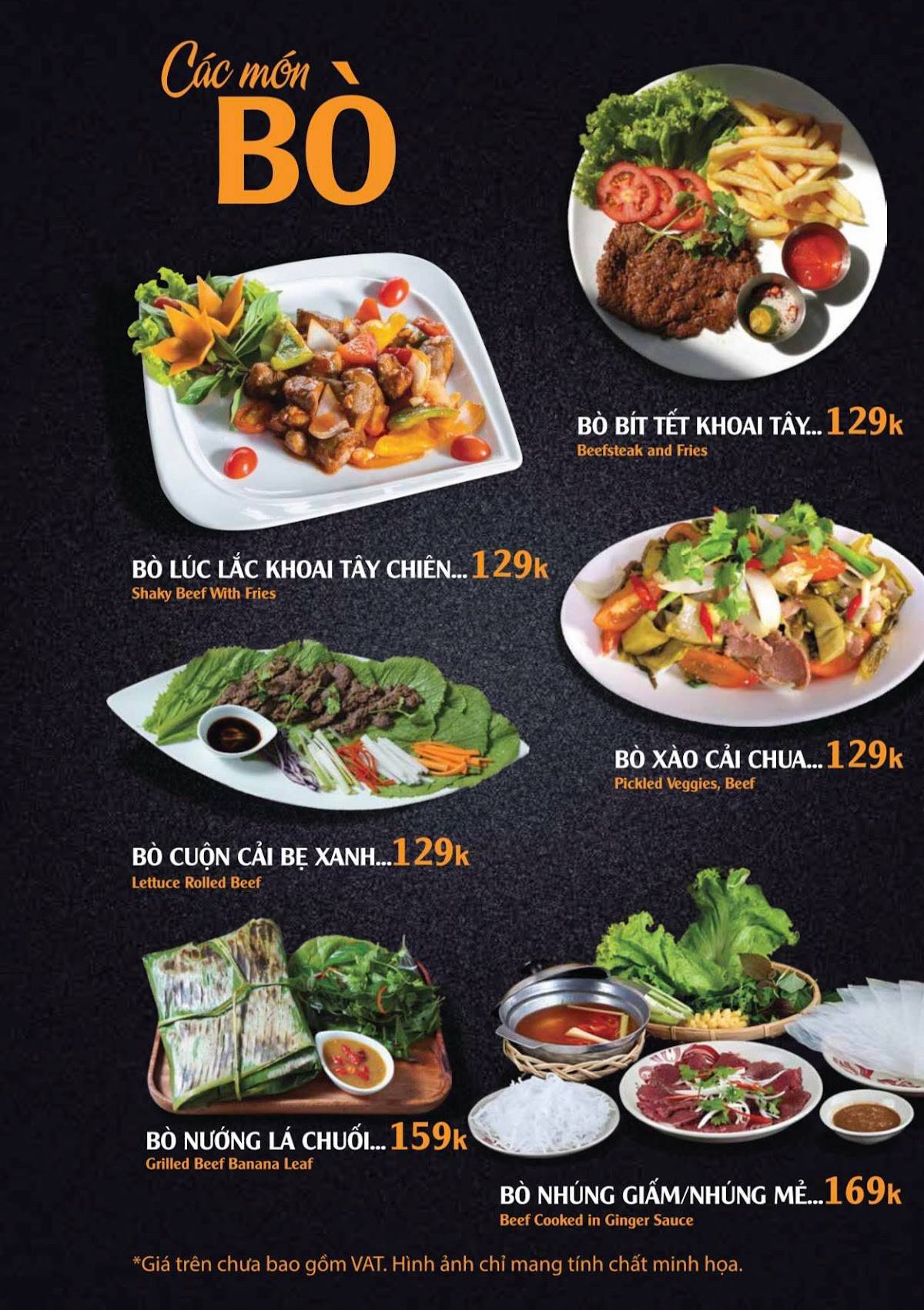 Menu at Bum Beer Garden restaurant, Ho Chi Minh City