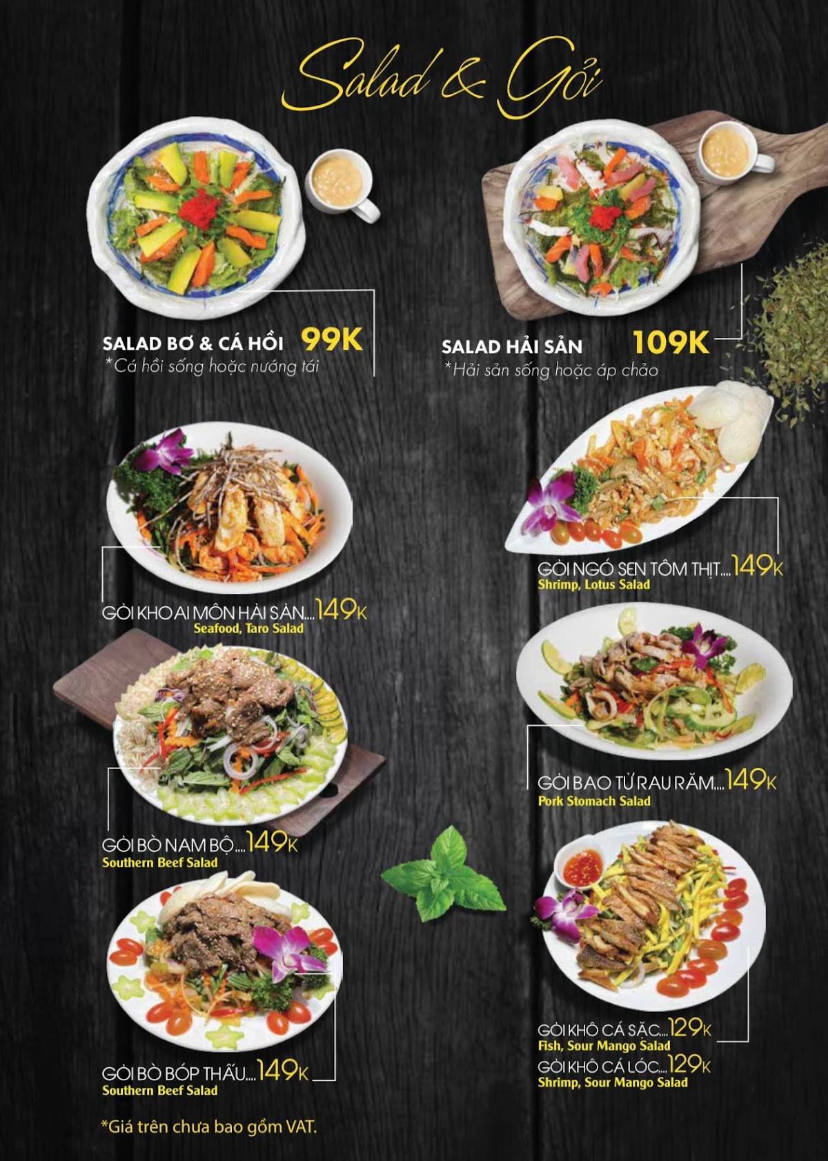 Menu at Bum Beer Garden restaurant, Ho Chi Minh City