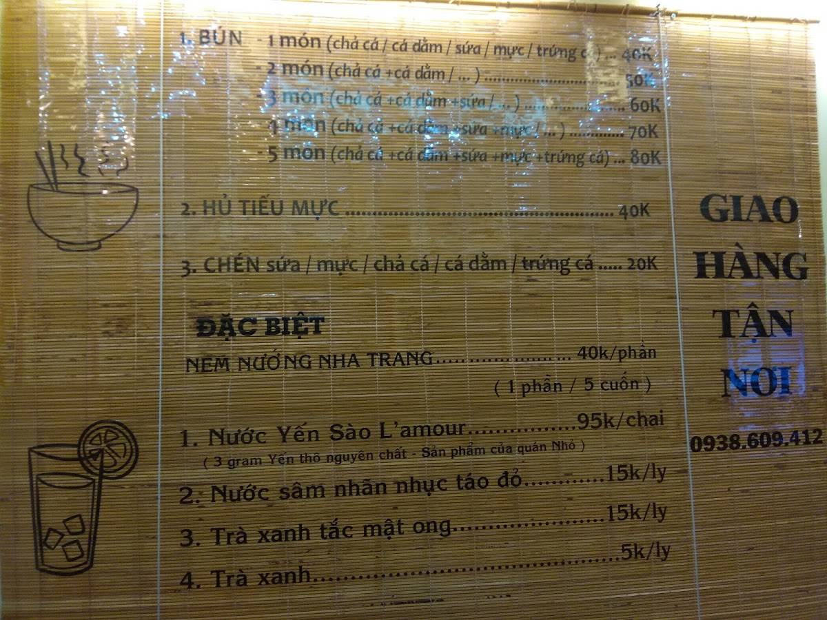 Menu at Bún Riêu Tóp Mỡ -Chun Béo restaurant, Ho Chi Minh City