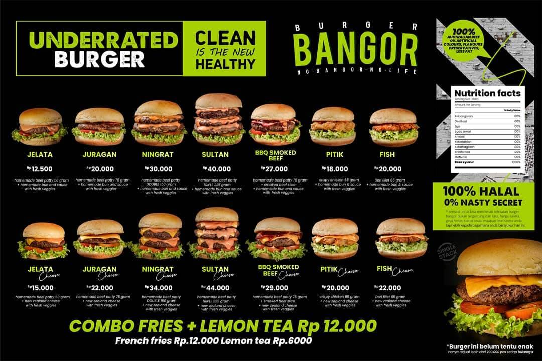 Menu at Burger Bangor Lenteng Agung restaurant, South Jakarta