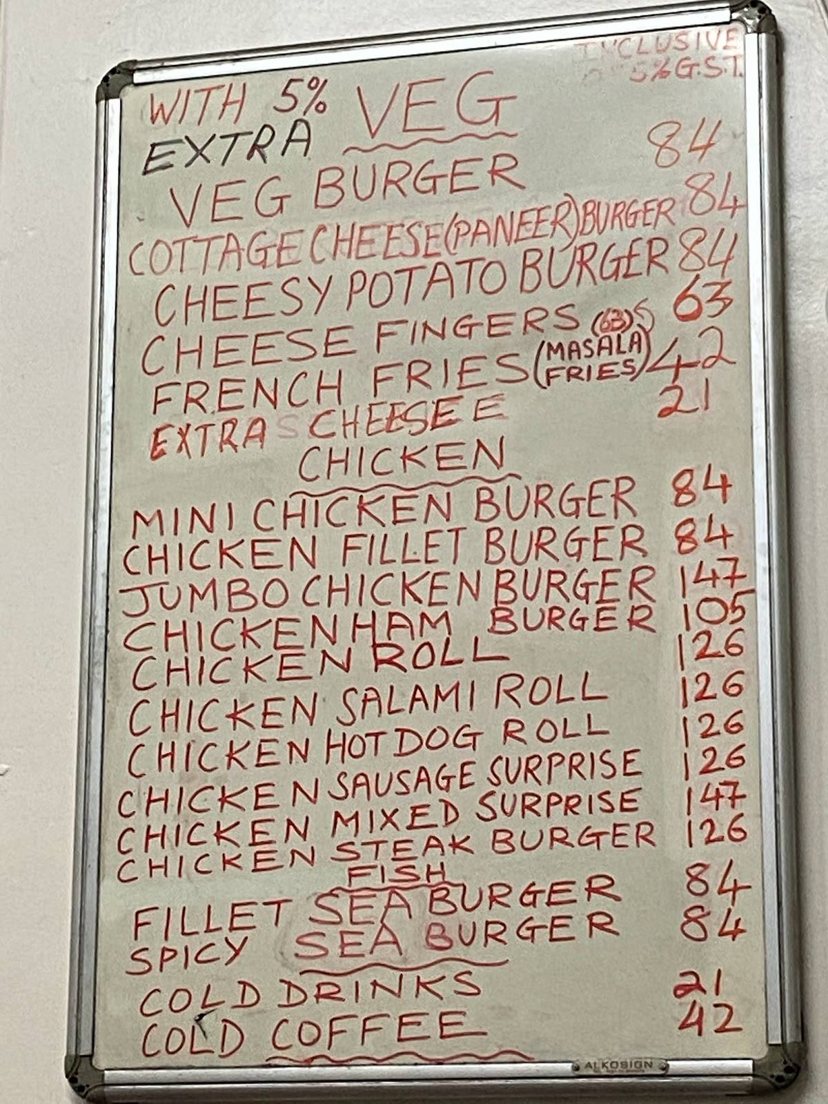 Menu at Burger - Camp Branch, Pune