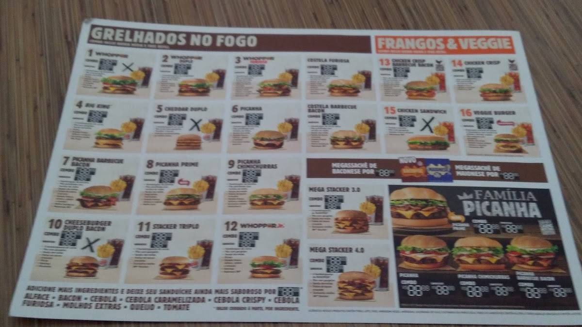Menu at Burger King - Extra Belvedere restaurant, Belo Horizonte, Rua ...