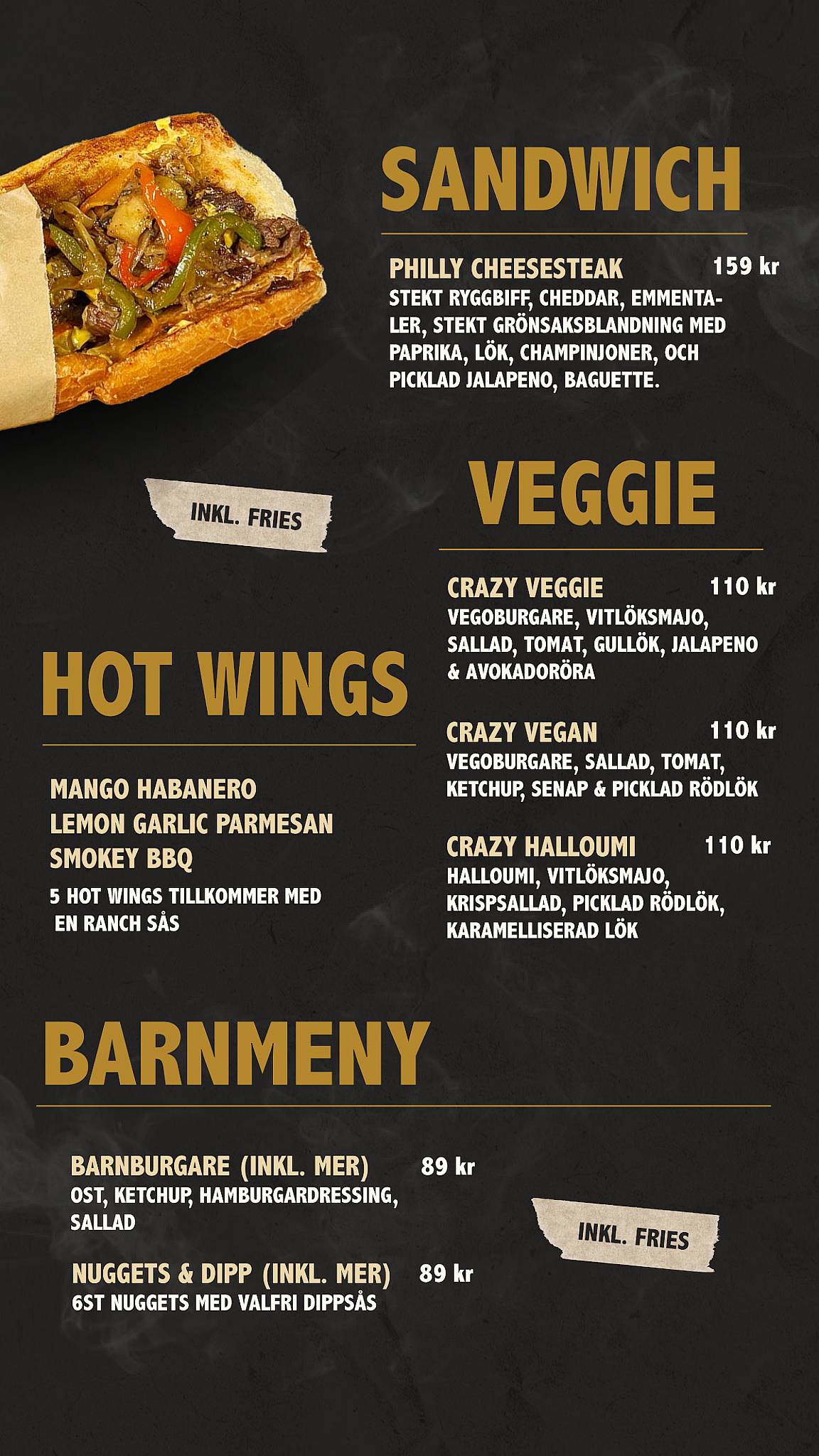 Carta del restaurante Burger Mansion, Malmö