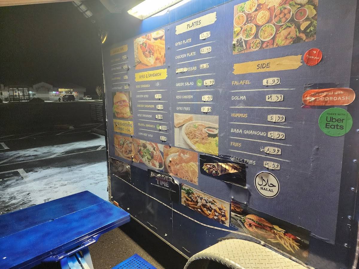 Menu at Burger Time restaurant, Kent