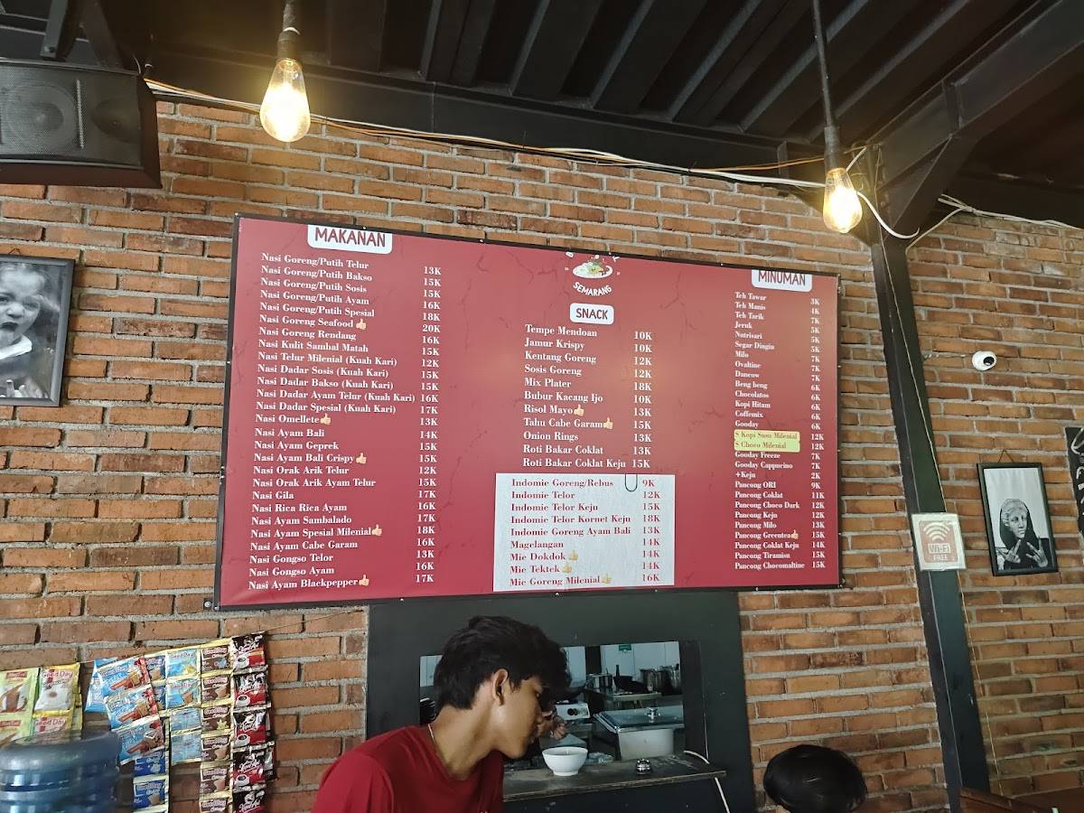 Menu at Burjo Milenial Tembalang restaurant, Semarang