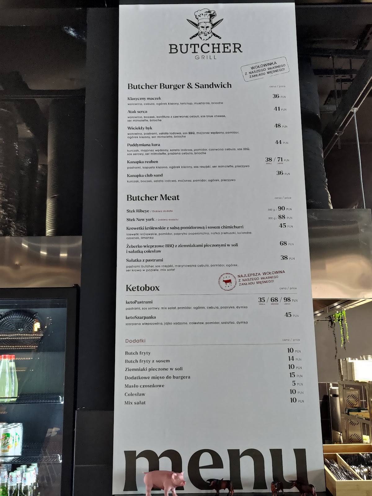 Menu at Butcher Hala Maki restaurant, Kraków