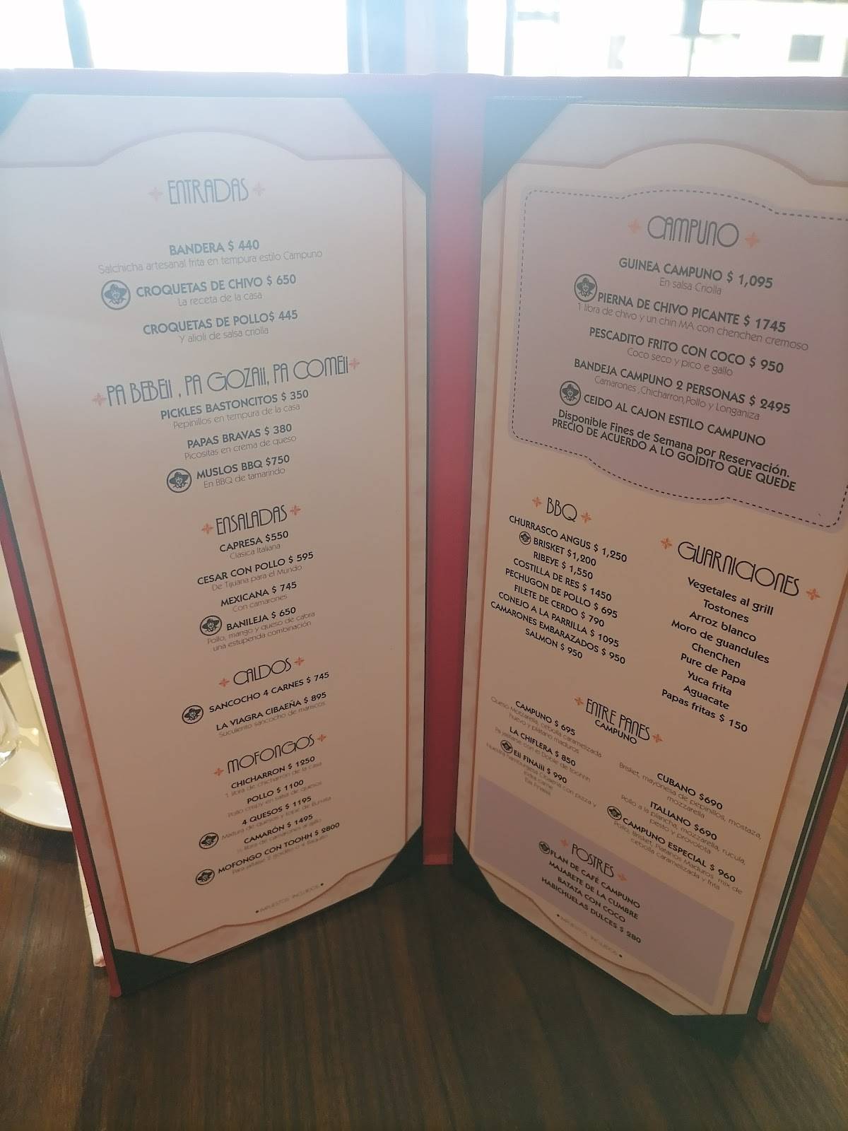 Carta del restaurante CAMPUNO VILLA OLGA, Santiago De Los Caballeros