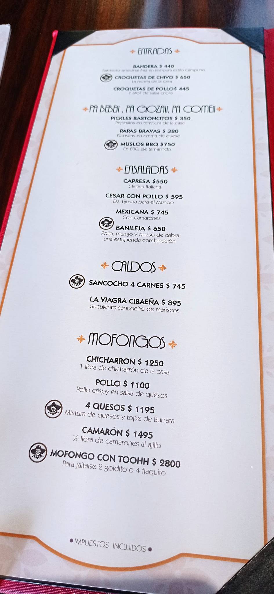 Menu at CAMPUNO VILLA OLGA restaurant, Santiago De Los Caballeros