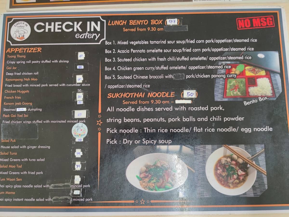 Menu at CHECK IN Eatery เช็คอิน อีทเทอรี่ restaurant, Ban Kluai
