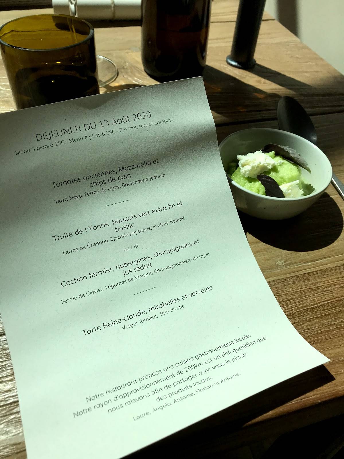 Menu au CIBO restaurant gastronomique à Dijon, Dijon