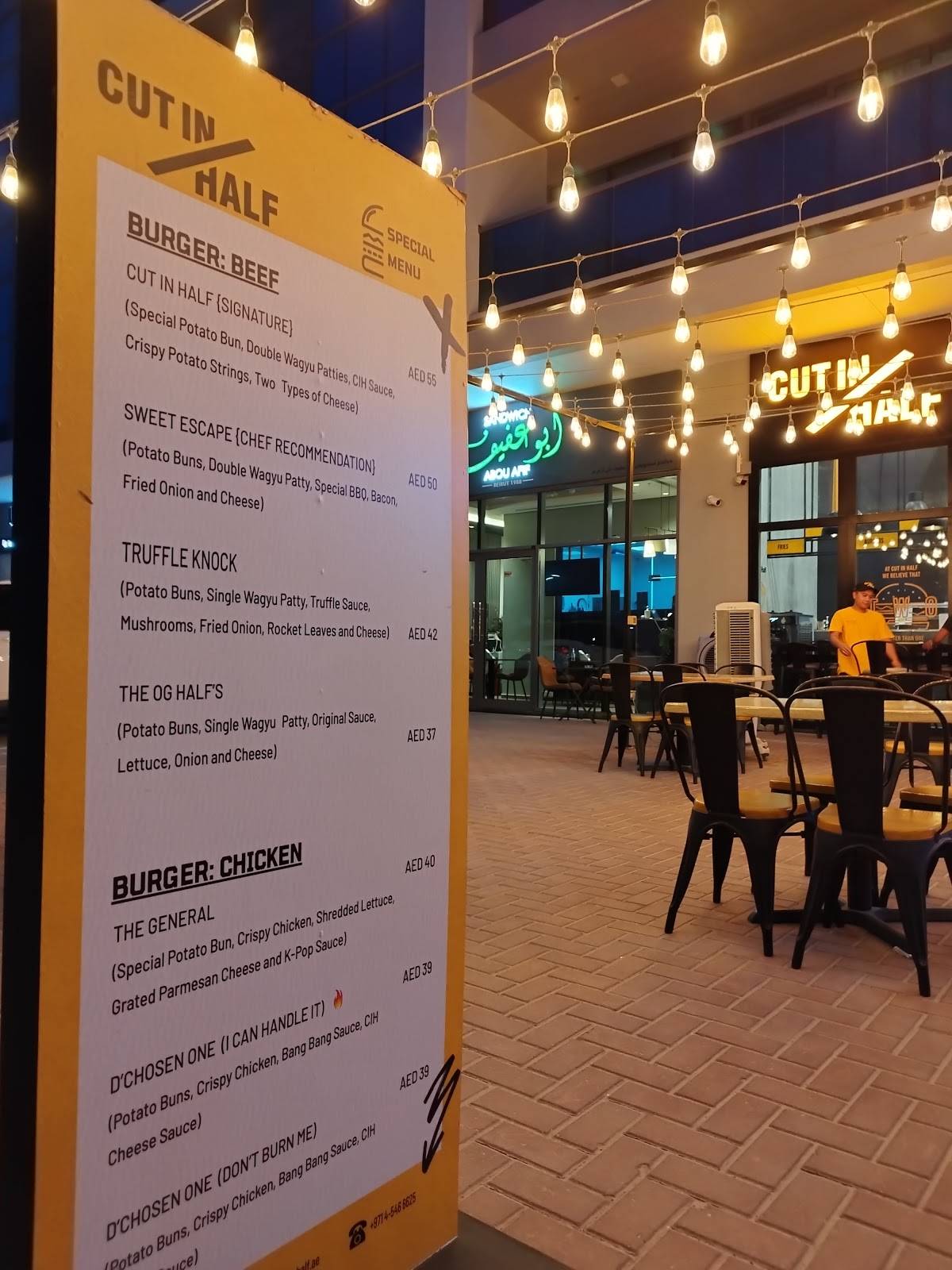 Menu at CUT IN HALF - Meydan restaurant, Dubai