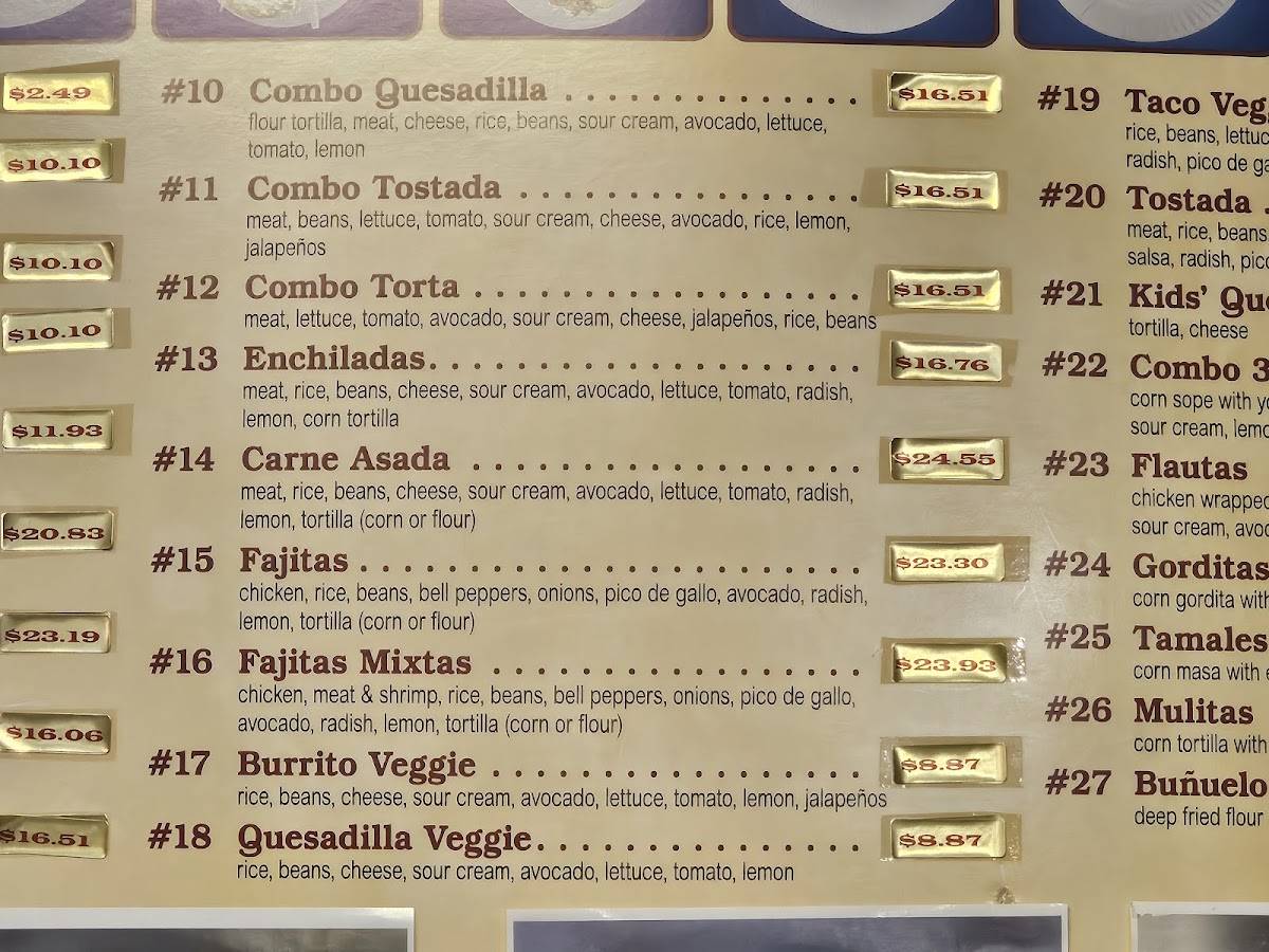 Menu at Cady's Cocina, LLC restaurant, Stanwood