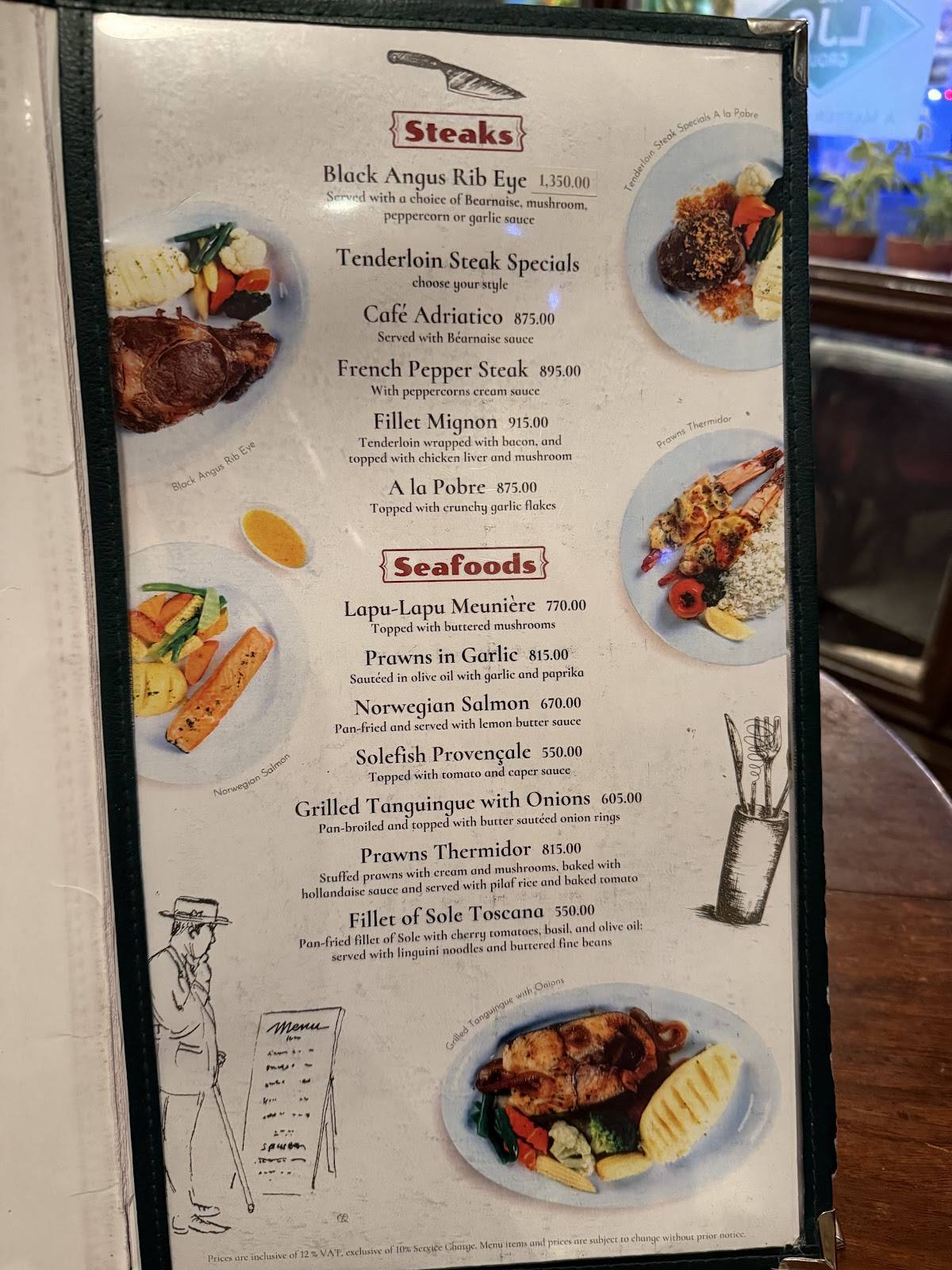 Menu at Cafe Adriatico, Manila, Adriatico St