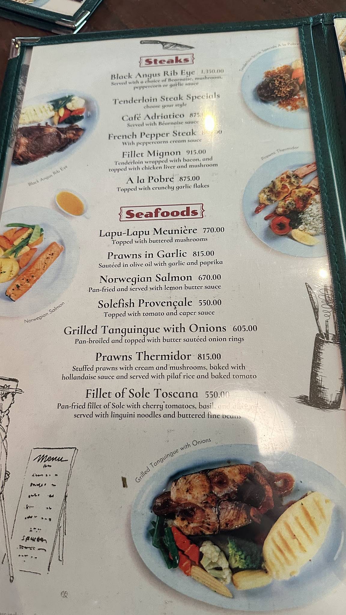 Menu at Cafe Adriatico, Manila, Adriatico St