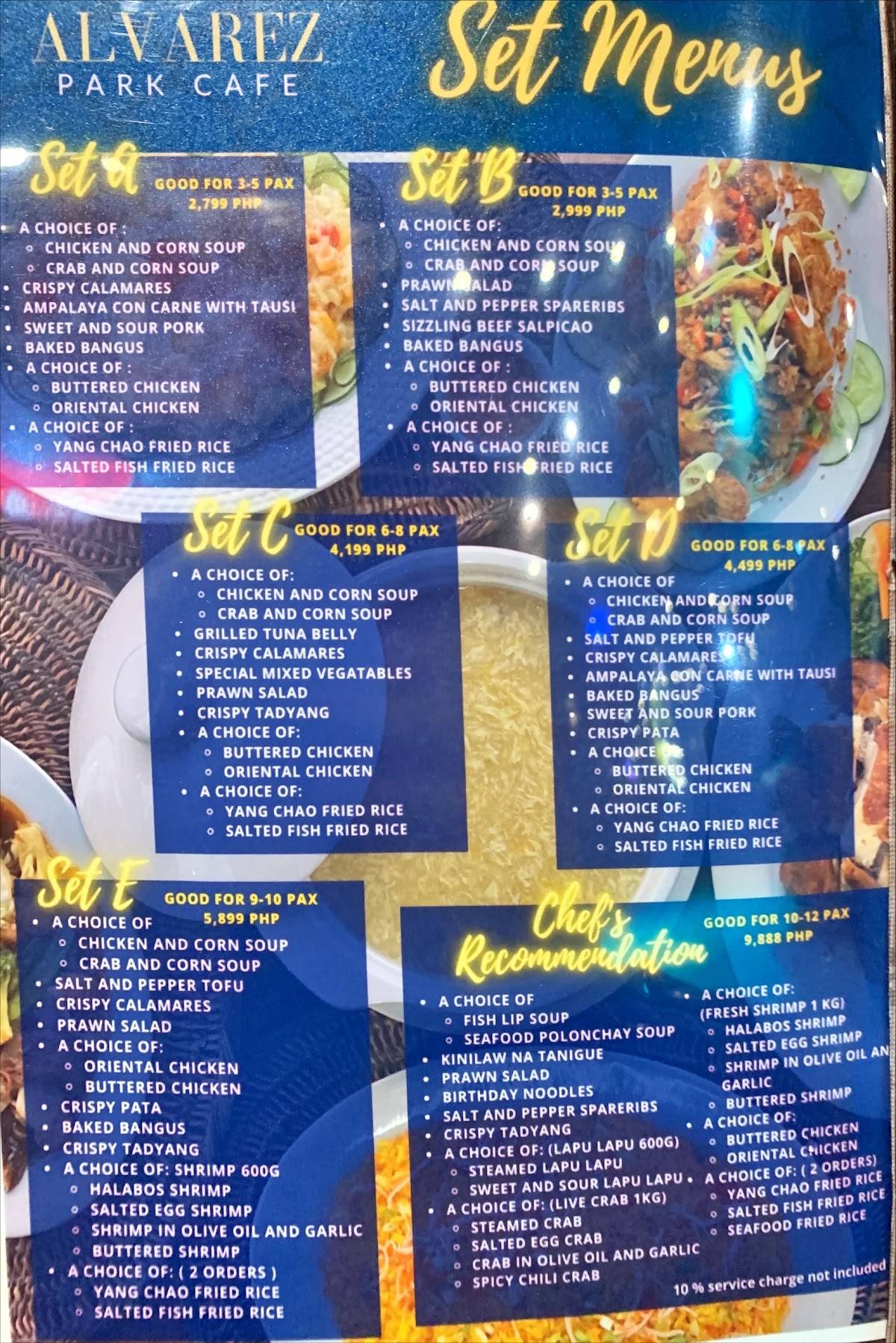 Menu at Alvarez Park Cafe, Valenzuela