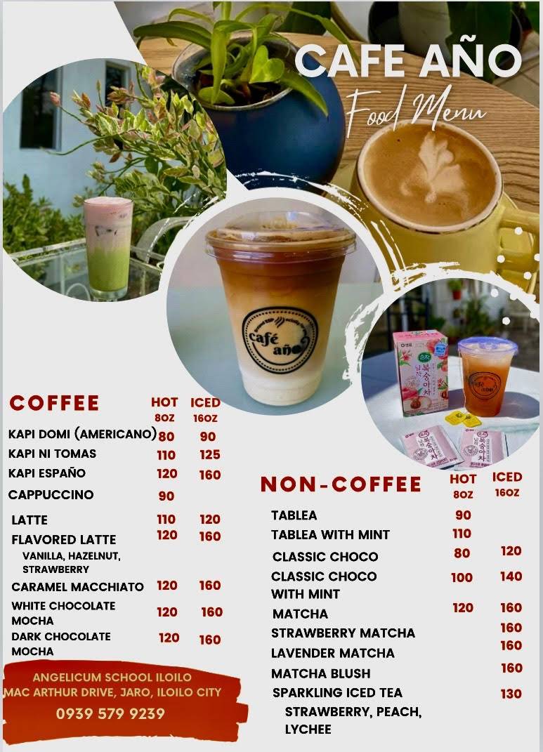 Menu at Cafe Año, Iloilo City