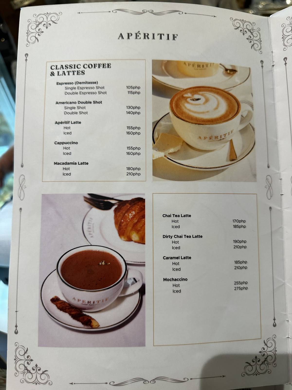 Menu at Apéritif Cafe, Mandaluyong