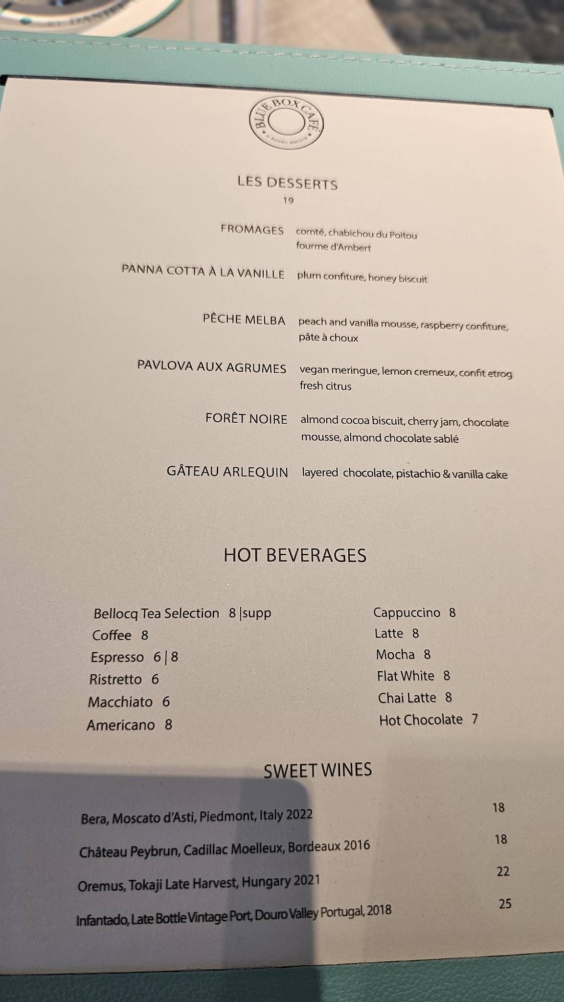 Menu at Blue Box Café by Daniel Boulud cafe, New York City, 6th Floor