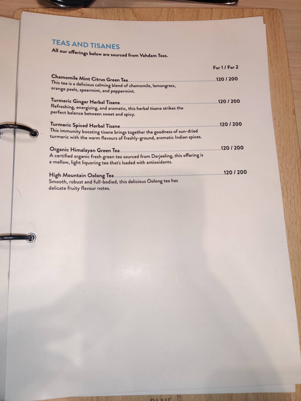 Menu at Blue Tokai Coffee Roasters Park Street, Kolkata