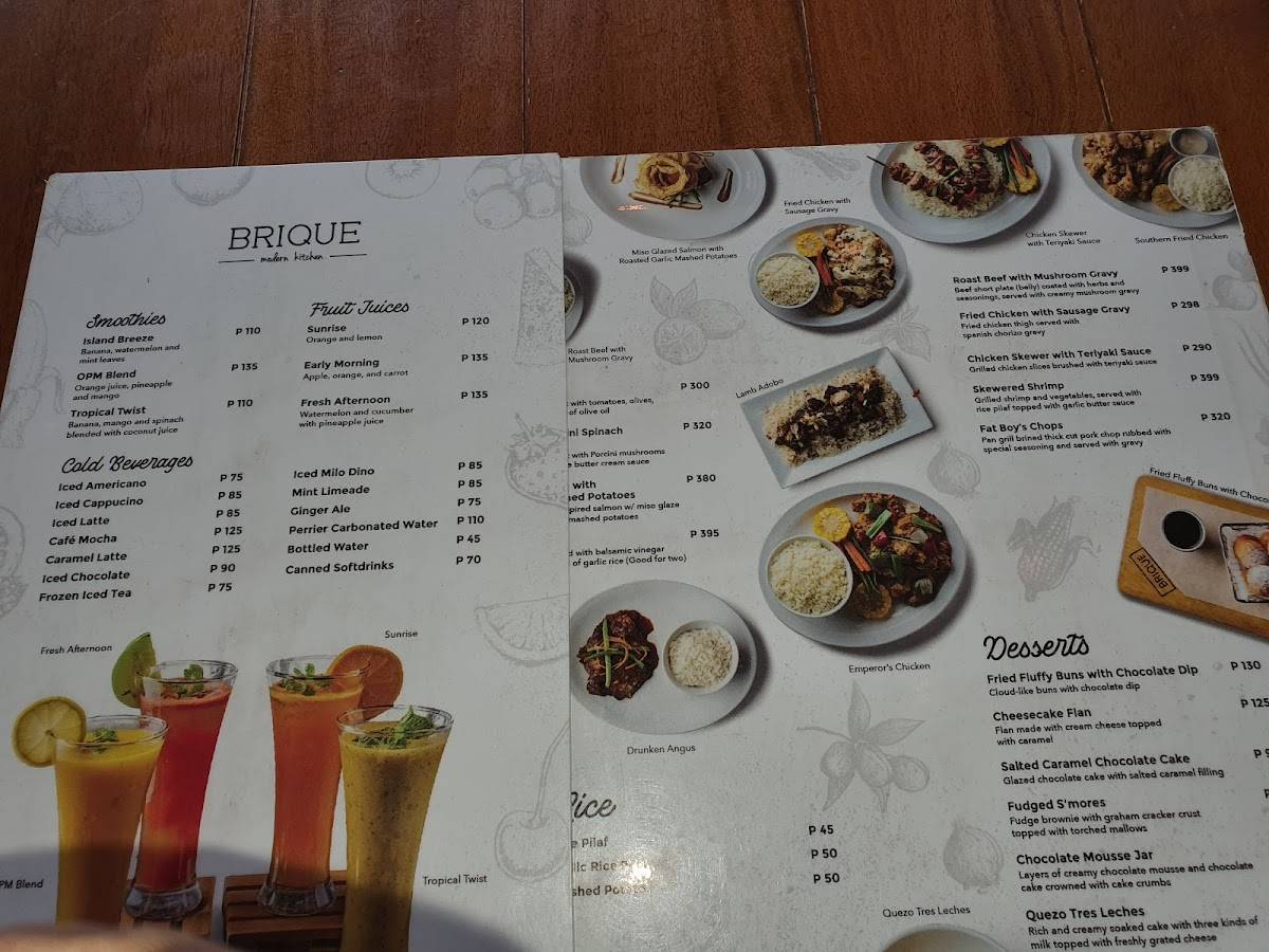 Menu at Brique Modern Kitchen cafe, Cebu City, ayala center cebu