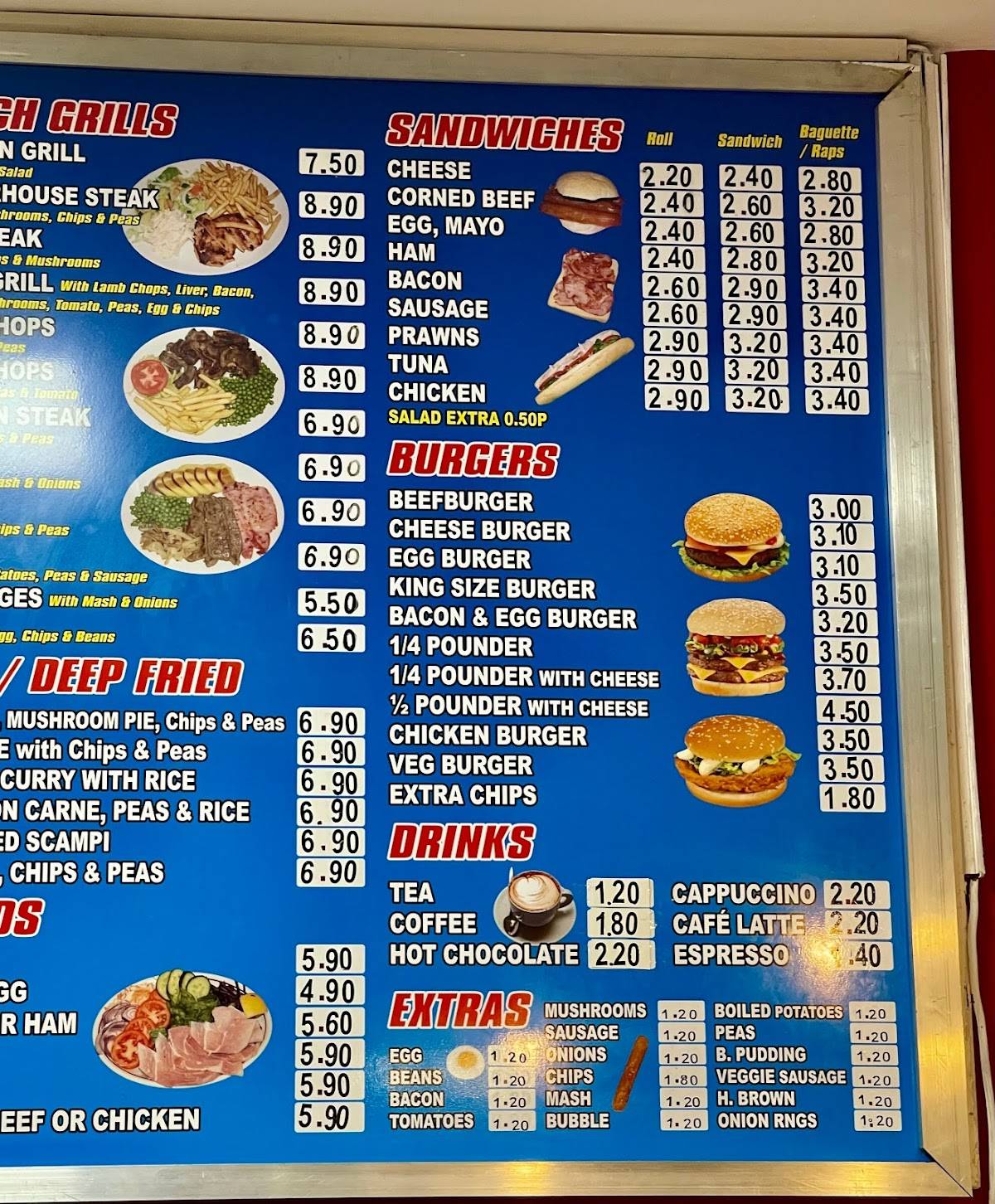 Menu at Britannia Cafe, London, 17 Lyon Rd