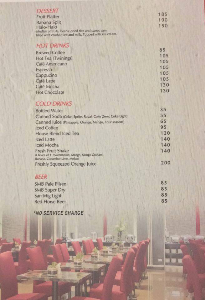 Menu at Cafe Elements, Quezon City, Brentwood Suites