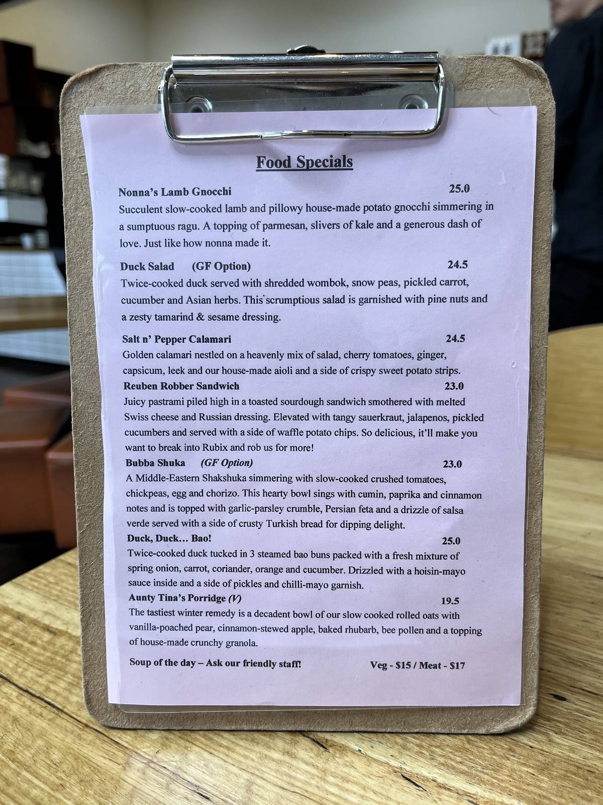 Menu at Cafe Rubix, Box Hill North