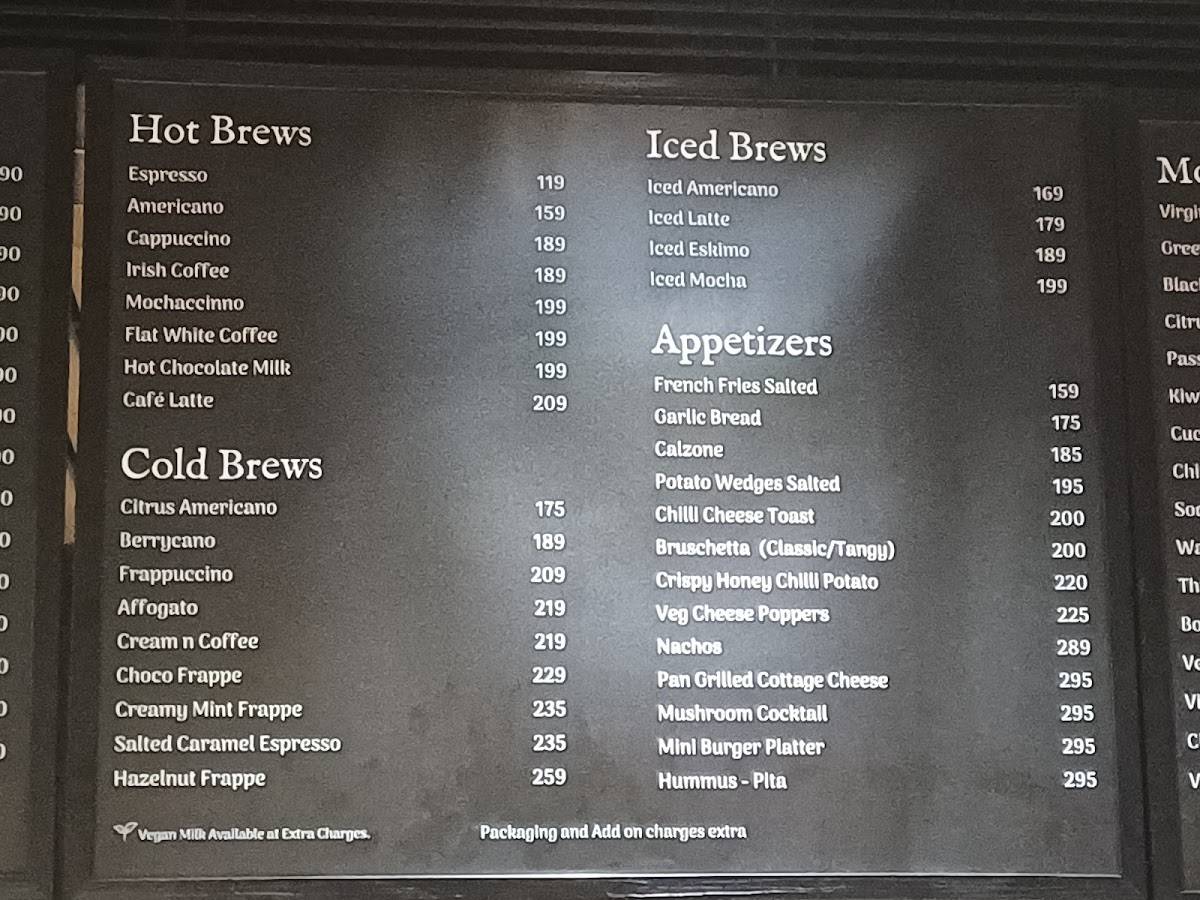 Menu at Cafe Chapter One, Indore, WB -86