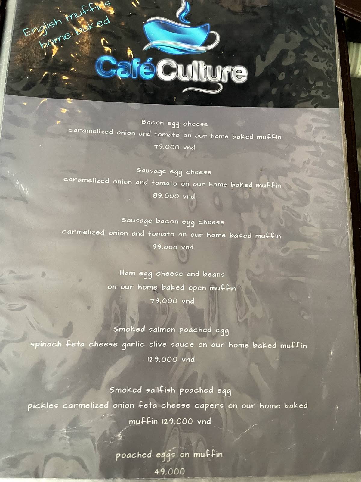 Menu at Cafe Culture, Ninh Hòa, 79a Đường Lê Đại Hành