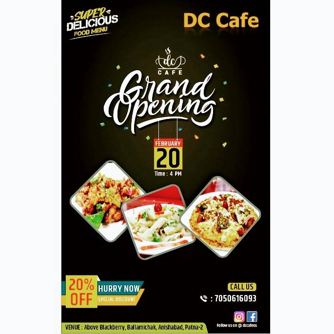 Menu at DC Cafe, Patna