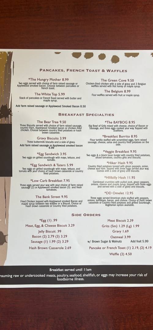 Menu at Damascus Diner restaurant, Damascus