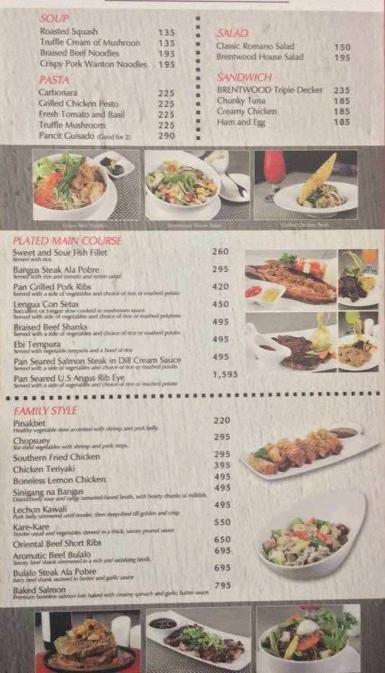 Menu at Cafe Elements, Quezon City, Brentwood Suites