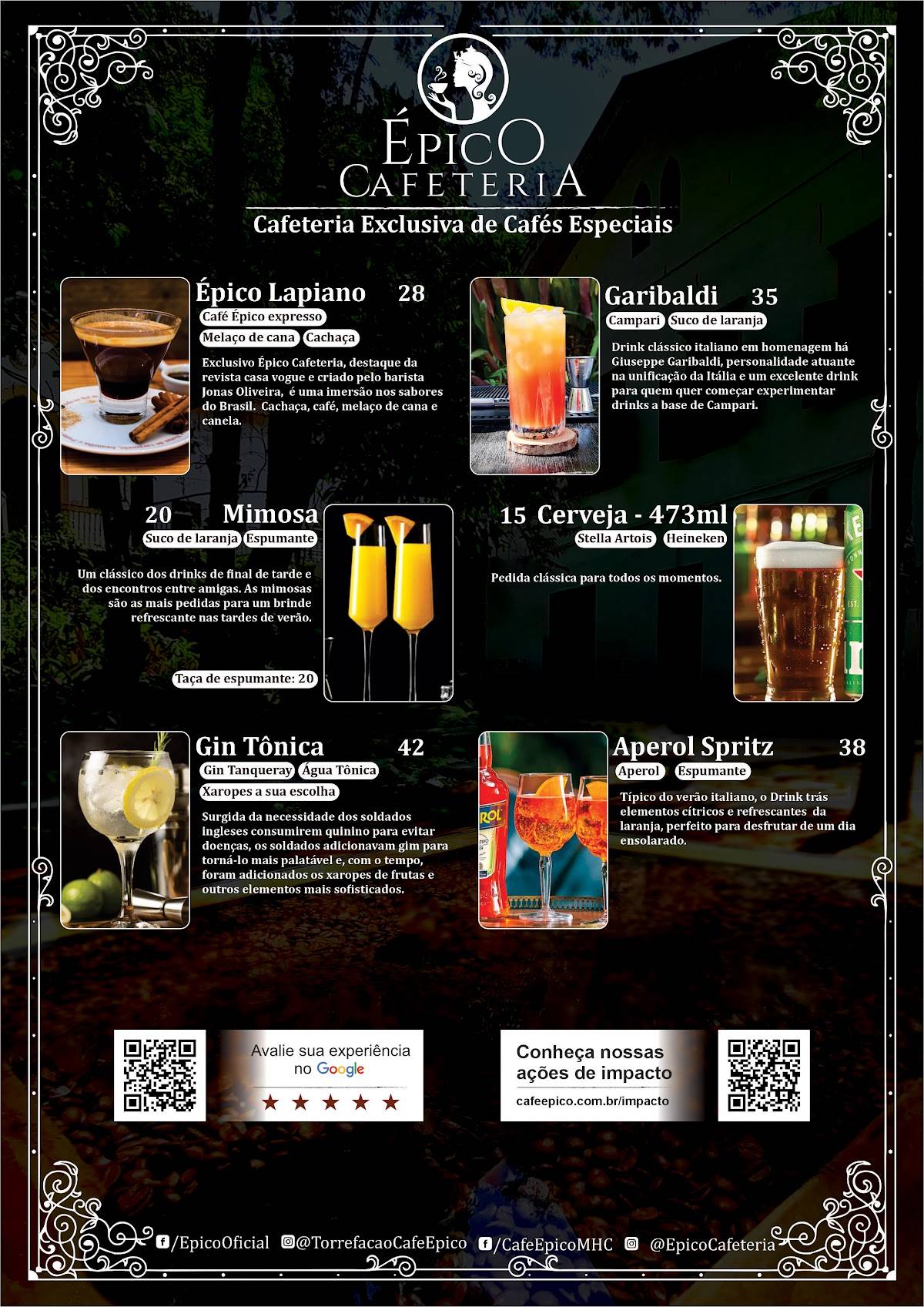 Menu em Épico Cafeteria - Museu Histórico da Cidade do RJ, Rio de ...