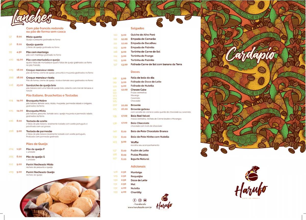 Menu em Harufo Café, Palmas
