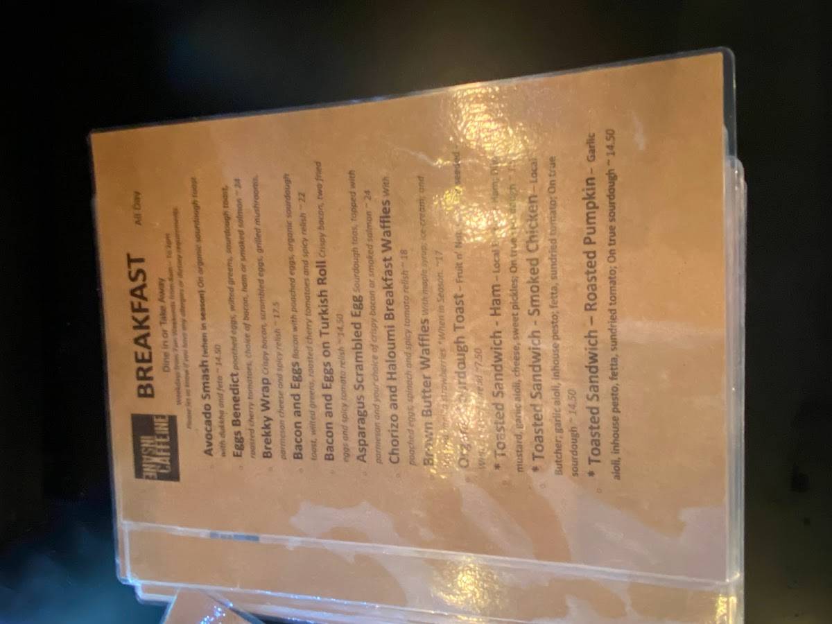 Menu at Insane Caffeine cafe, Childers