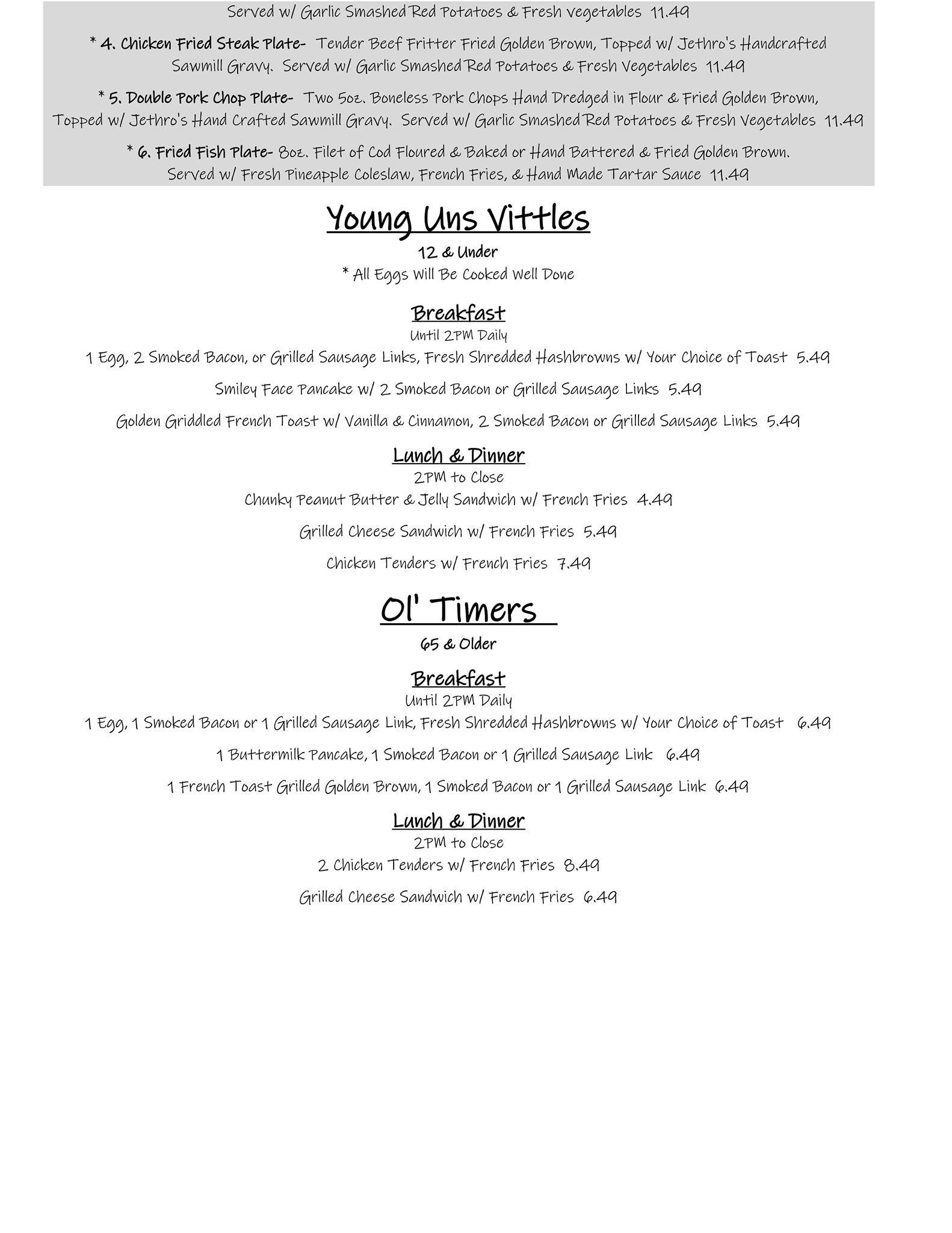 Menu at Jethro's Cafe and Tavern, Tucson, E Broadway Blvd